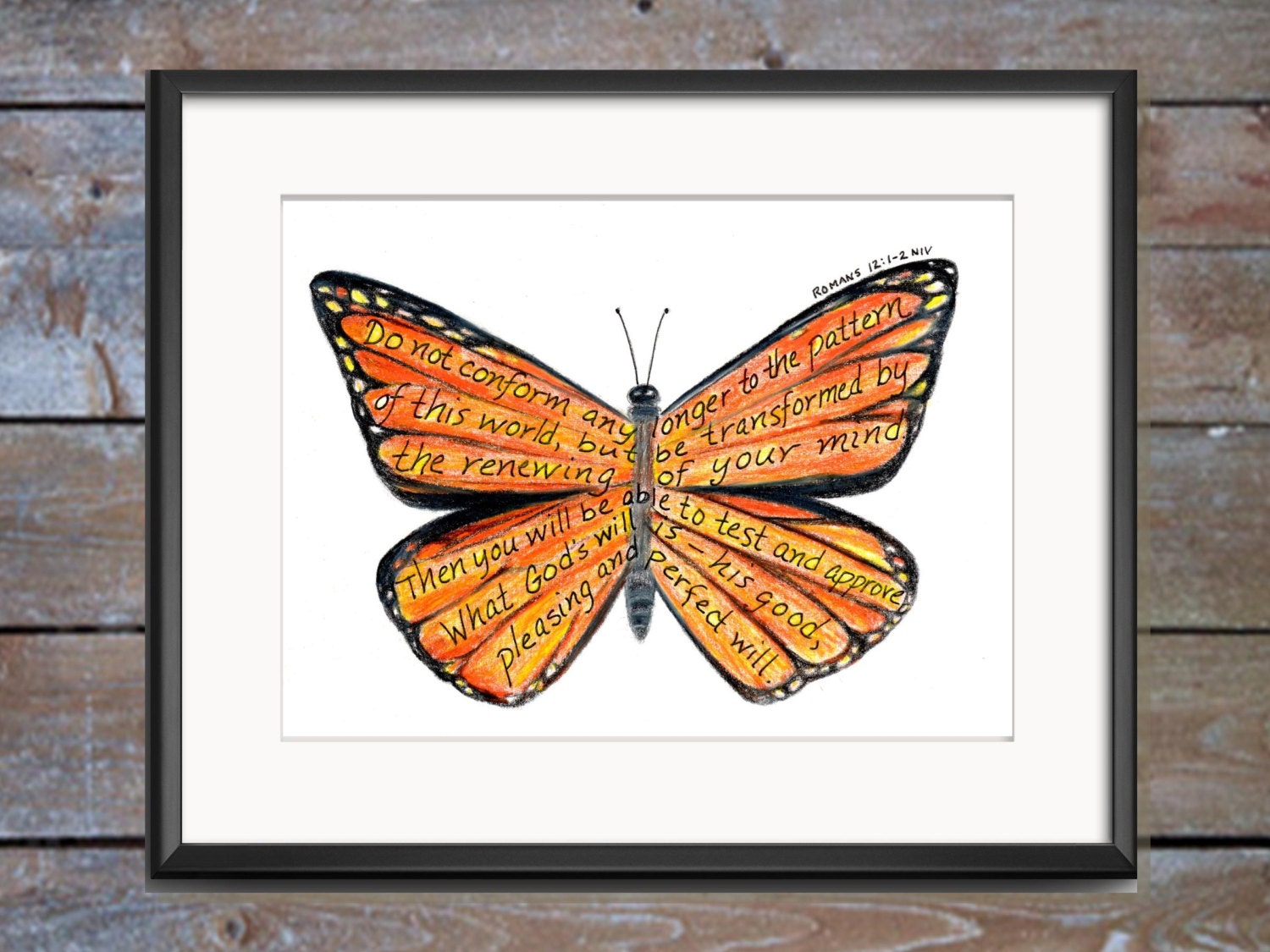 Butterfly Bible Verse Art Print Scripture Design Hand | Etsy