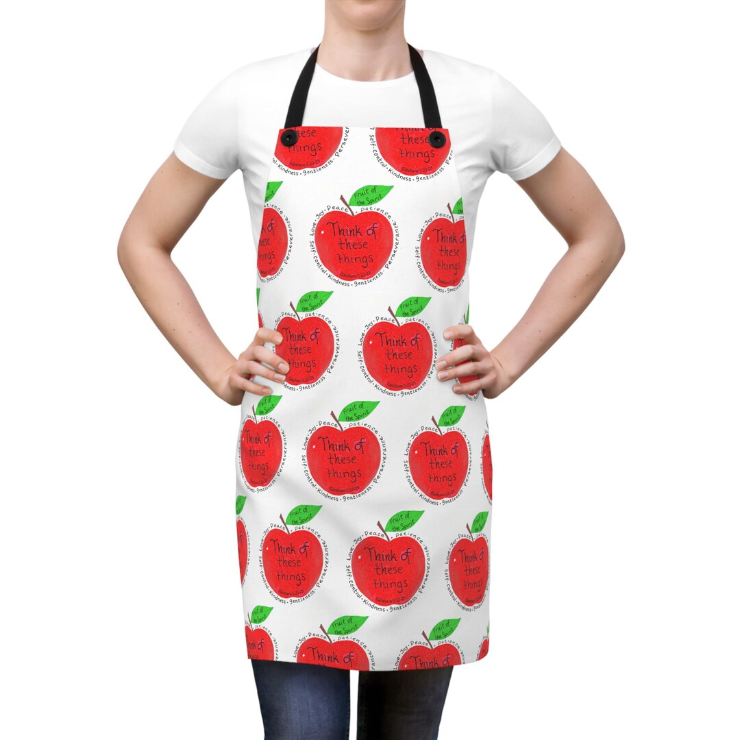 Apple Scripture Design Apron, Religious Cooking Apron, Bible Verse ...