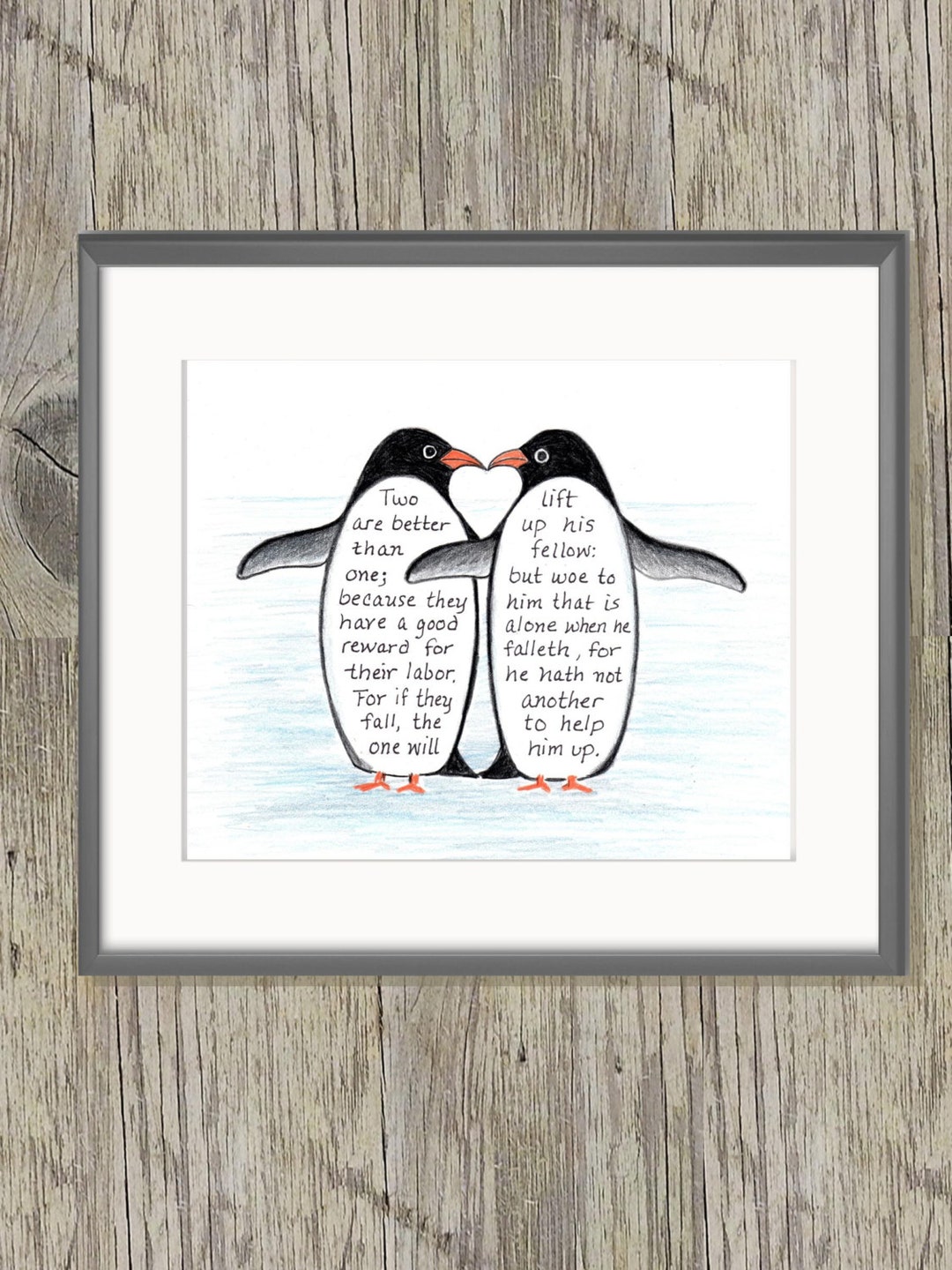 Penguin Love Bible Versed Art Print Inspirational Keepsake Scripture ...