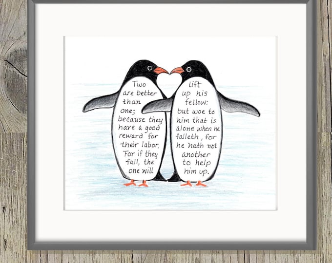 Penguin Love Bible Versed Art Print Inspirational Keepsake Scripture ...