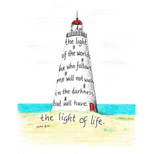 Lighthouse Bible Verse Art Print Inspiration Motivational Nautical ...