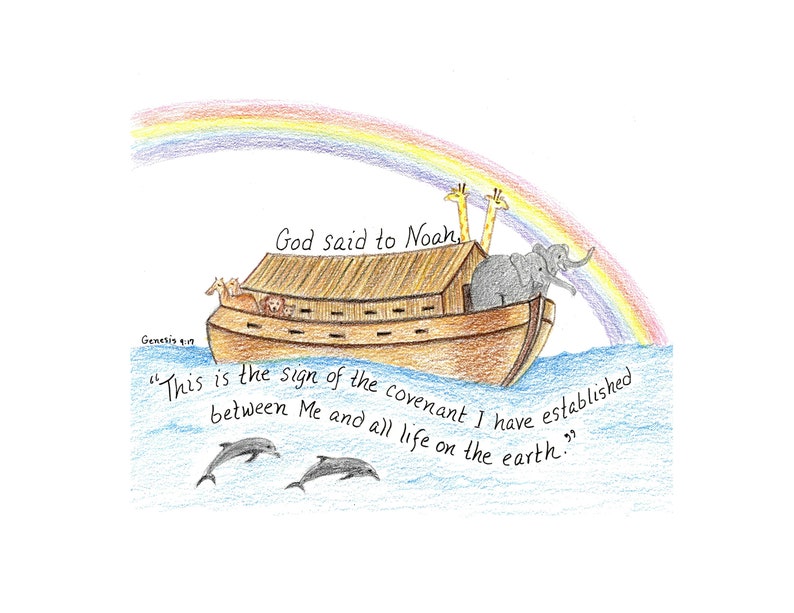 Noah's Ark Sign of the Covenant Scripture Design Print - Etsy