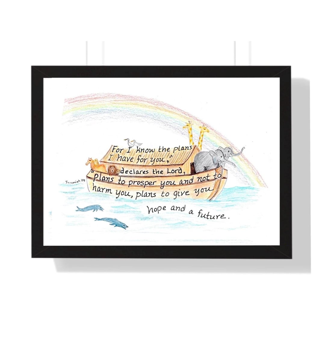 Noah's Ark Scripture Design Print With Rainbow - Etsy