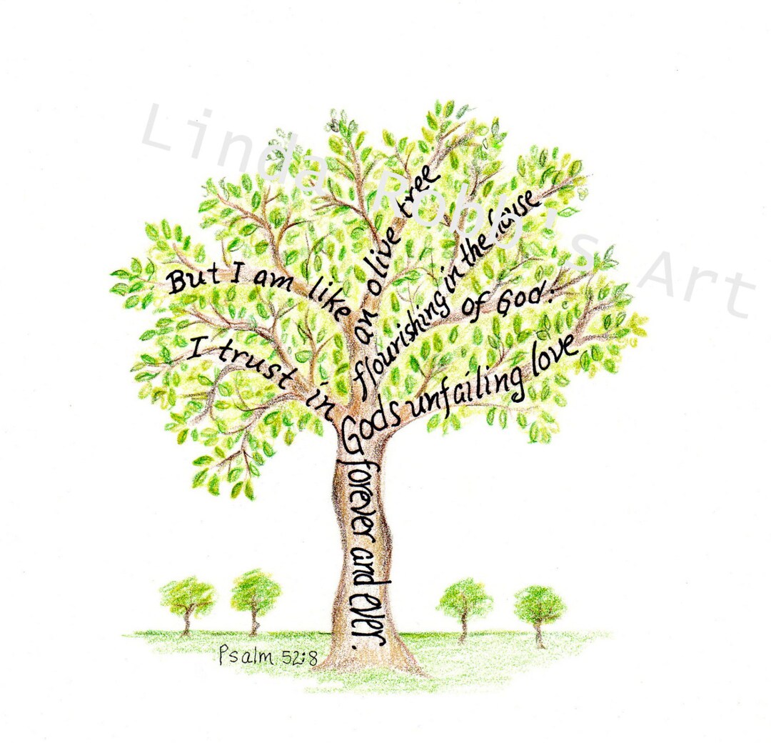 Olive Tree Scripture Art Print: Bible Verse Typography (digital ...