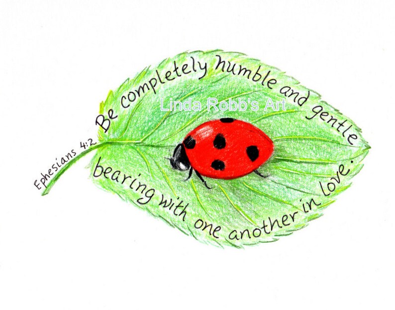 Ladybug Bible Verse Art Print Scripture Design Hand - Etsy