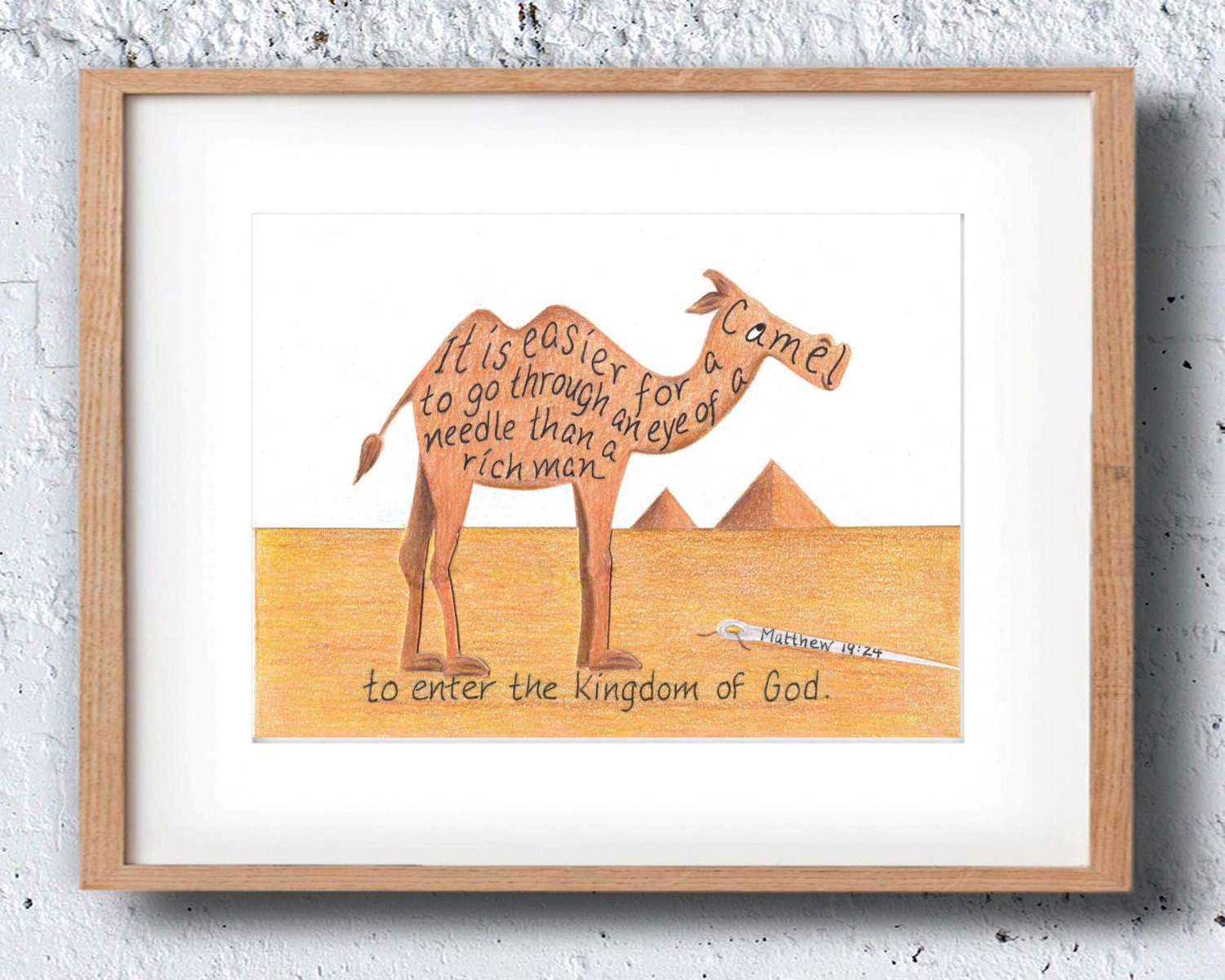 Camel Bible Verse Art Print Scripture Design Hand Lettered - Etsy