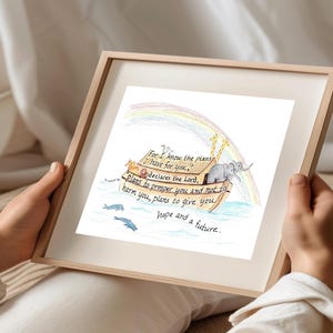 Noah's Ark Scripture Design Print With Rainbow - Etsy