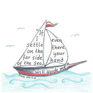 Sailboat Bible Verse Art Print Inspirational Motivational Nautical ...