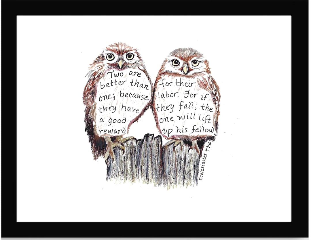 Owls Scripture Design, Bible Verse Art Print, Hand Lettered Typography ...