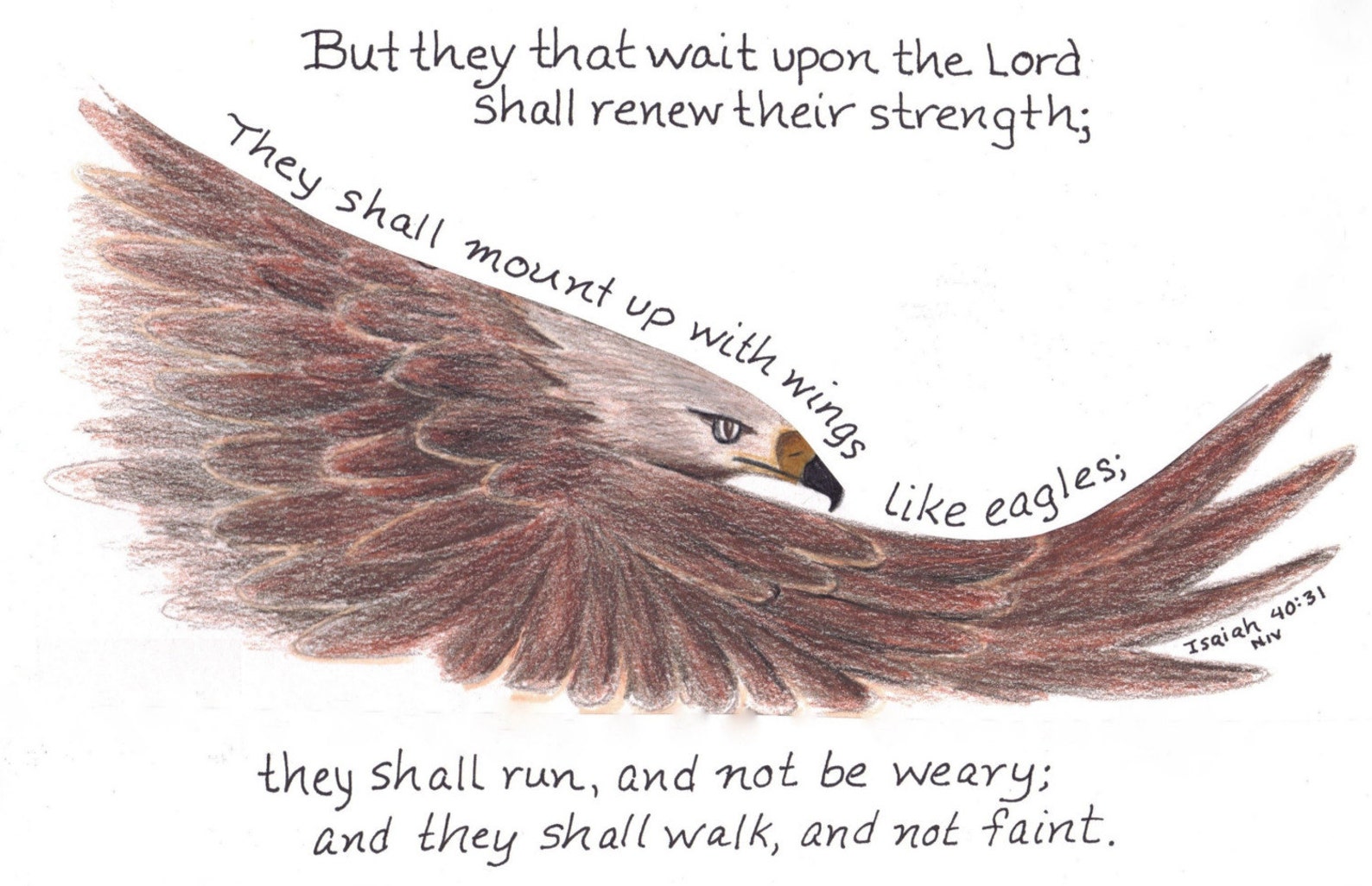 Soaring Eagle Bible Verse Art Print Scripture Design Hand - Etsy