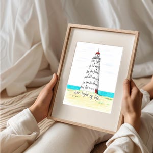Lighthouse Bible Verse Art Print Inspiration Motivational Nautical ...