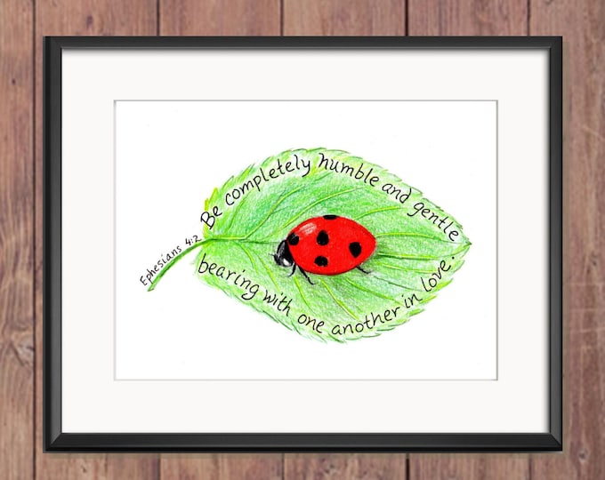 Ladybug Bible Verse Art Print Scripture Design Hand - Etsy