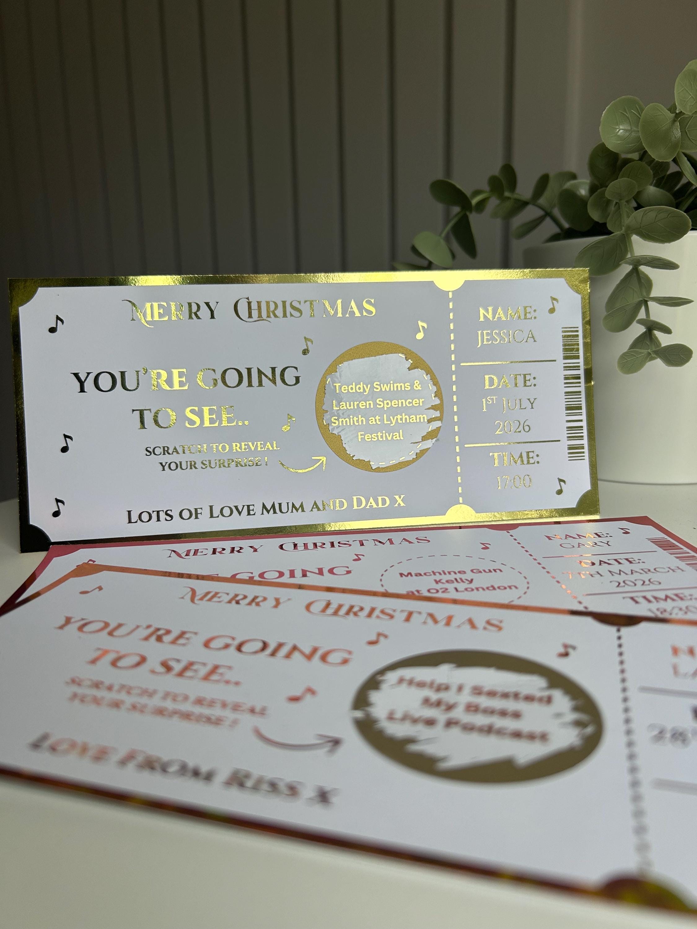Personalised Foil Concert/event/theater Ticket: Surprise Scratch-off ...