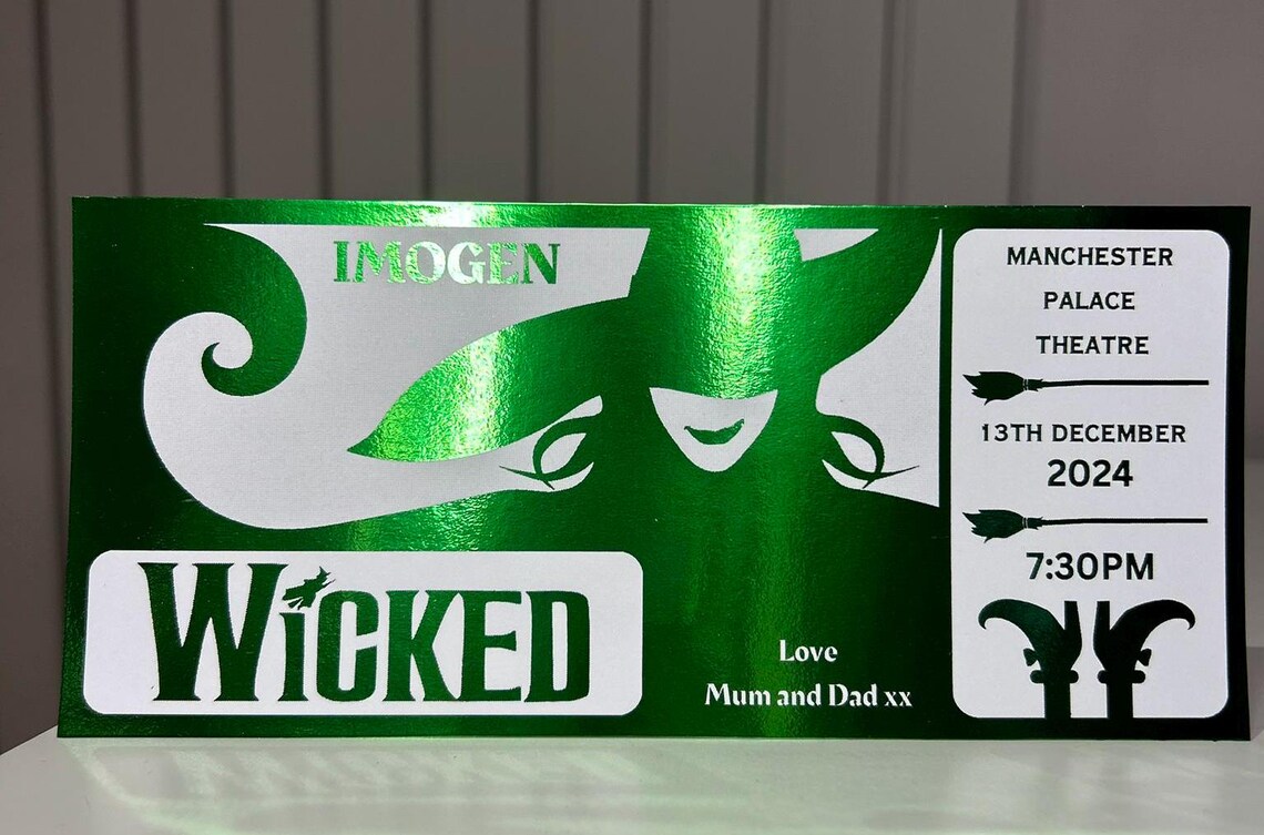 Personalised Foiled Wicked Ticket: Theatre Keepsake Gift - Etsy UK
