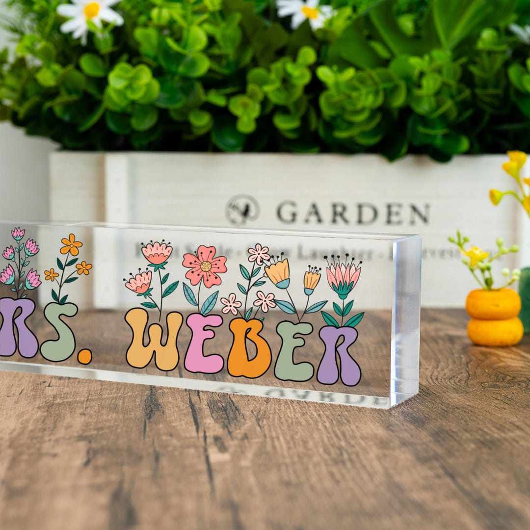 Personalized Name Desk Plate for Teacher, Custom Name Sign for Desk ...