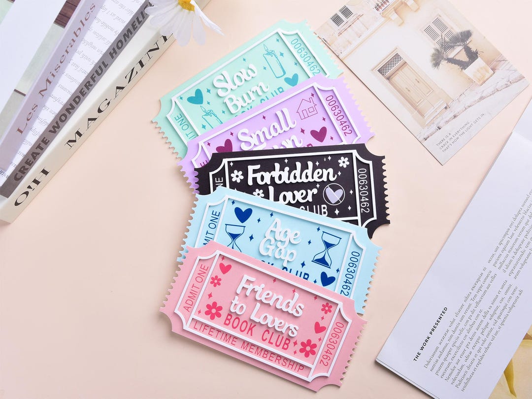 Acrylic Bookish Ticket,bookclub Ticket,shelf Display,bookshelf Decor ...