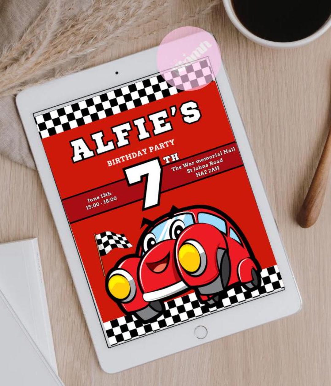 Red Racing Car Birthday Invitation | Digital Download - Etsy