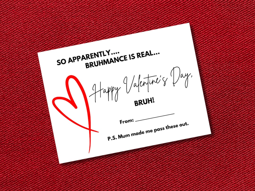 Bruh Slang Valentine's Day Cards for Kids Digital Printable School ...