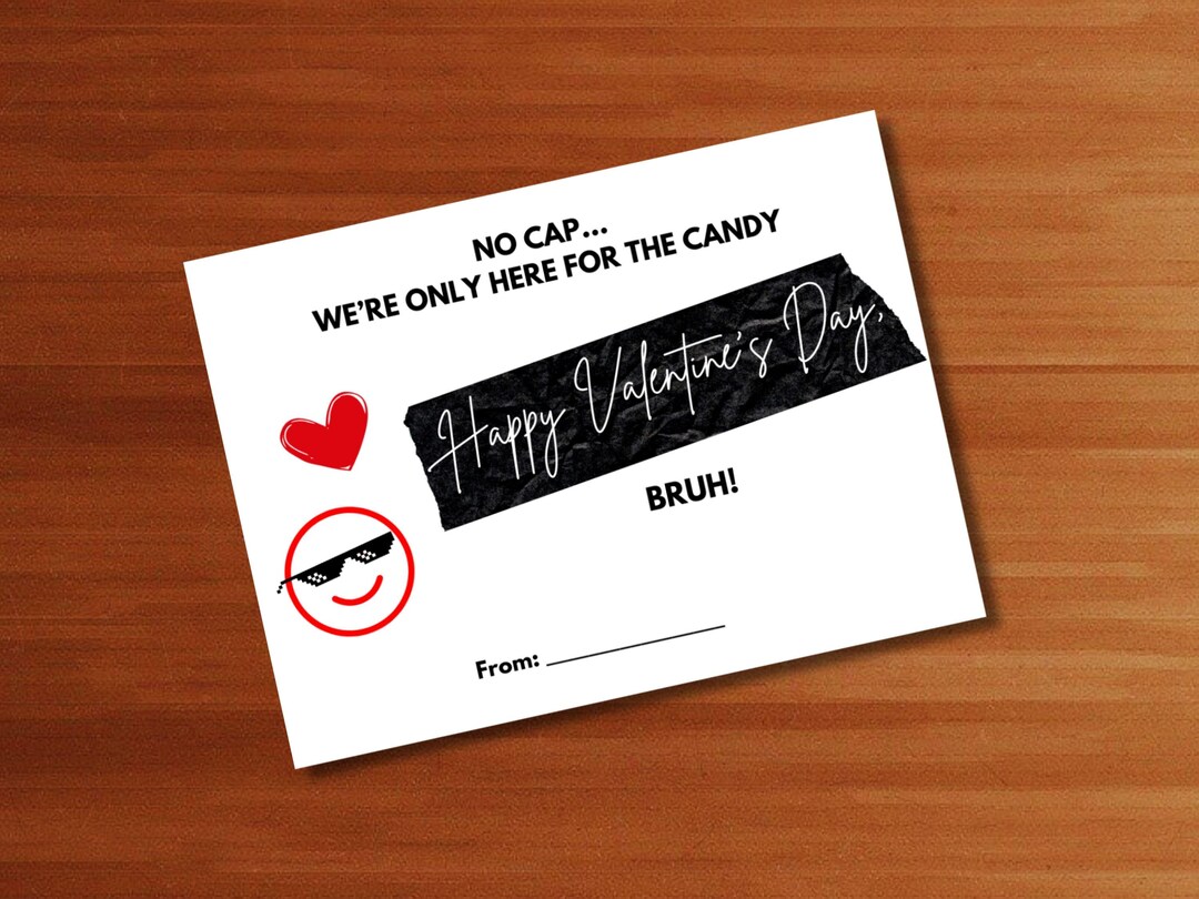 Slang Valentine's Day Cards for Kids Bruh Digital Printable School ...