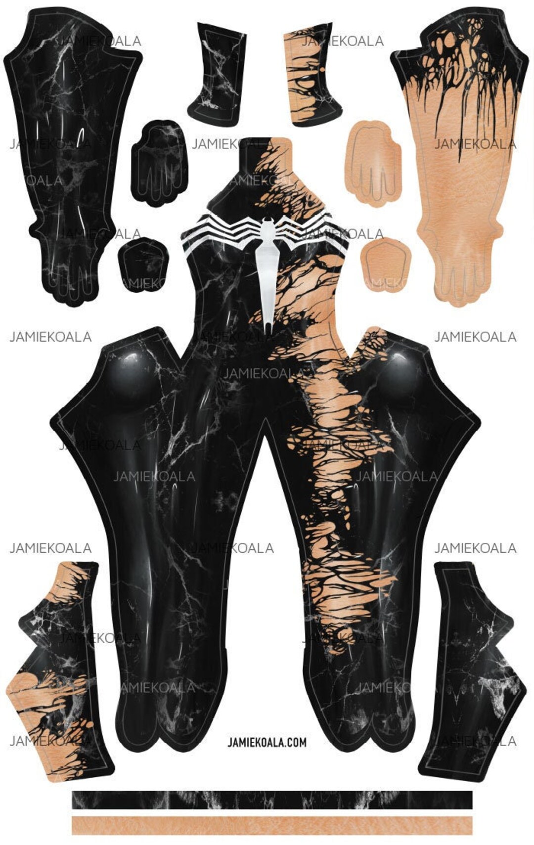 DIGITAL FILE Medium Symbiote Spider Skin Tear Away Cosplay Suit Zentai ...