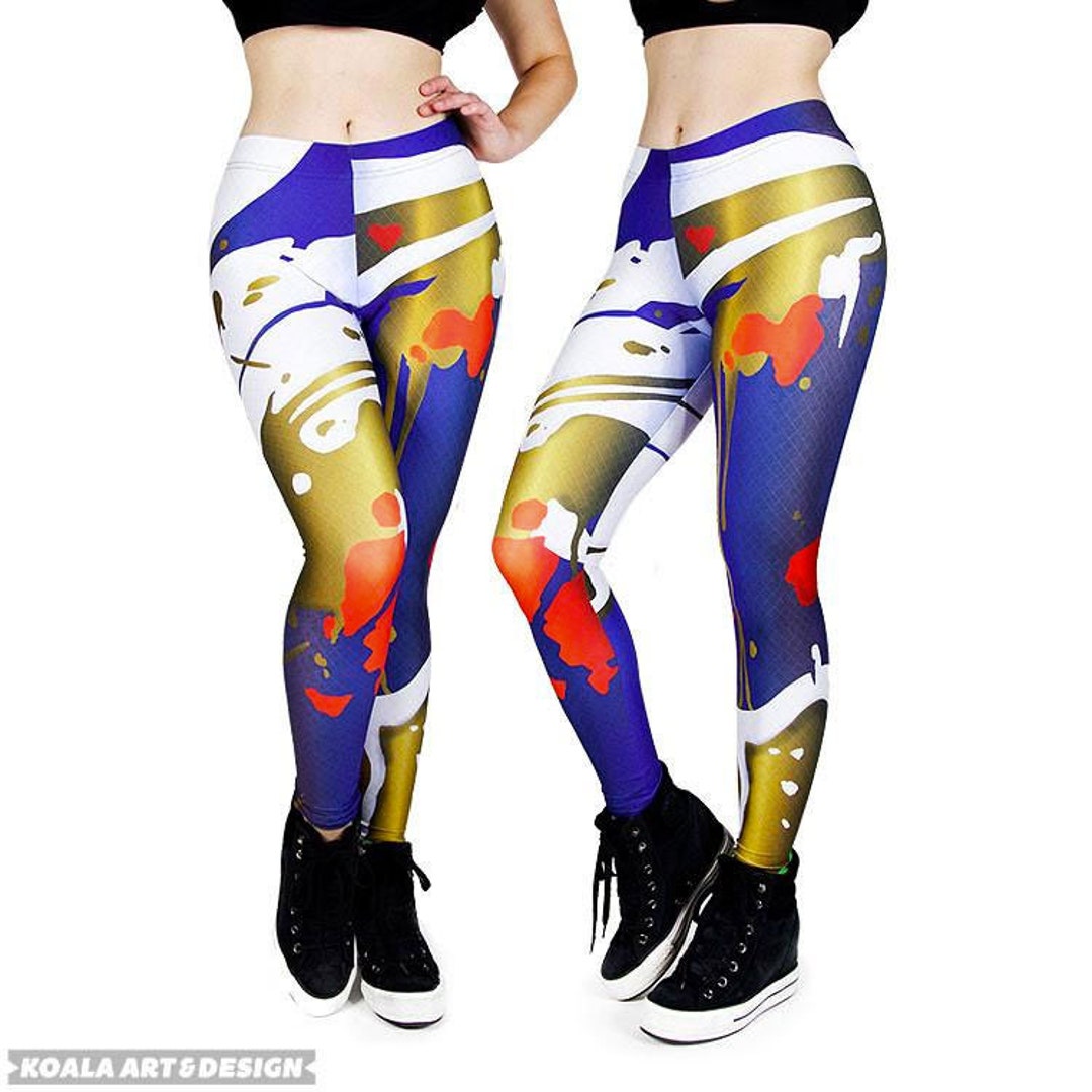 Graffiti Leggings Cosplay Costume Gamer Blue White Red Gold Paint - Etsy