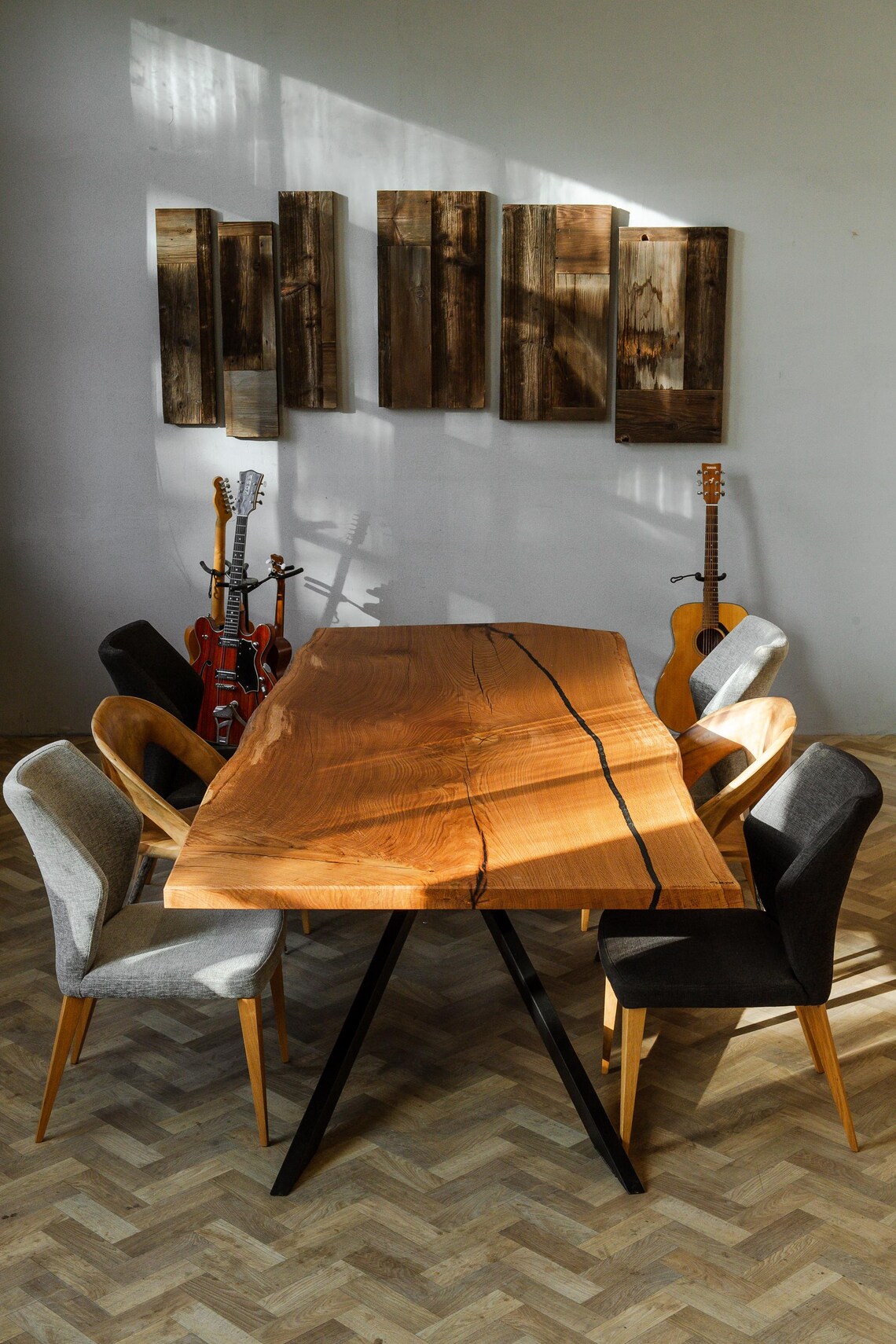 Dining Oak Table - Epoxy Resin Table, Wood Desk, Dining Room Table ...