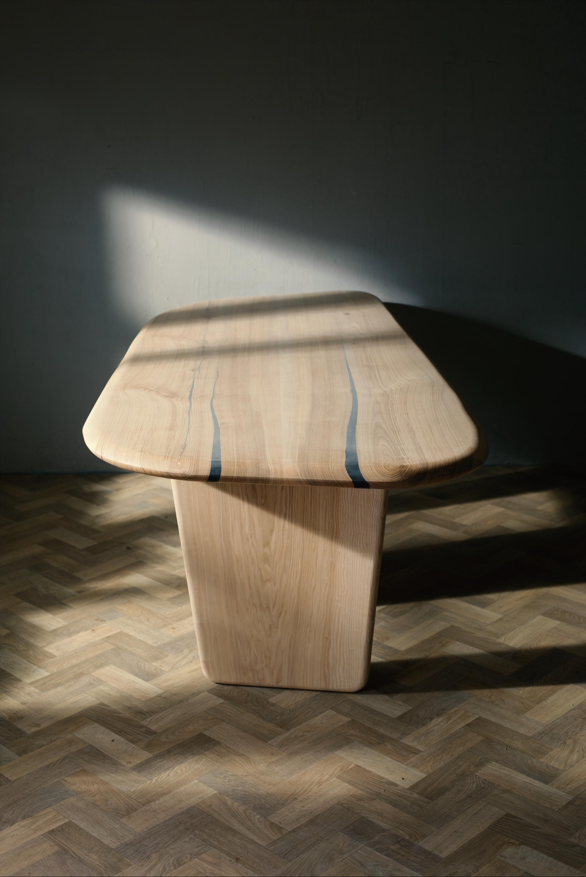 Dining Ash Table With Epoxy Resin - Epoxy Table, Wood Desk, Dining Room ...