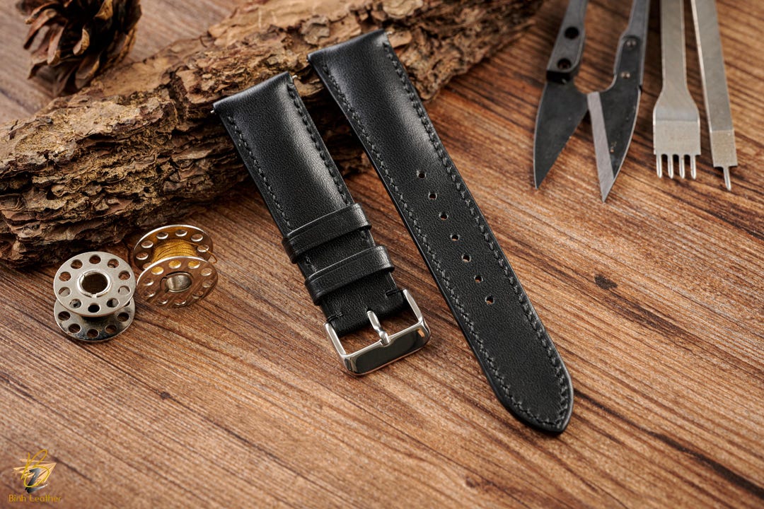 Italian Nappa Leather Watch Strap, Black Premium Leather Watch Strap ...