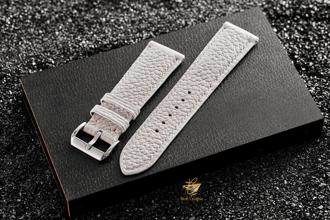 White Togo Leather Watch Strap, Leather Handmade Watch Band, High ...