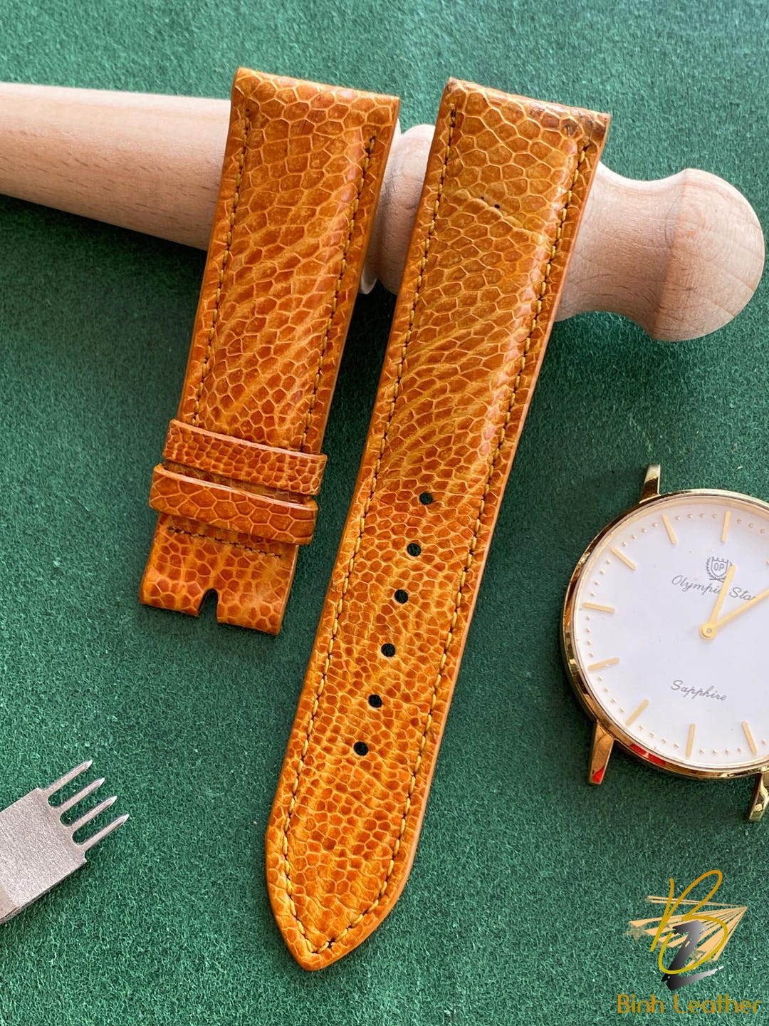 Gold Lizard Leather Watch Strap, High Quality Watch Strap,leather Watch ...
