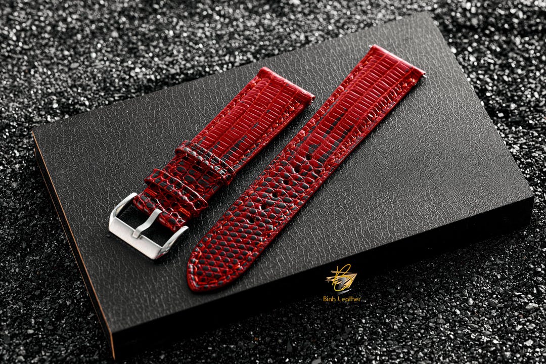 Red Black Lizard Leather Watch Strap, High Quality Watch Band,leather ...