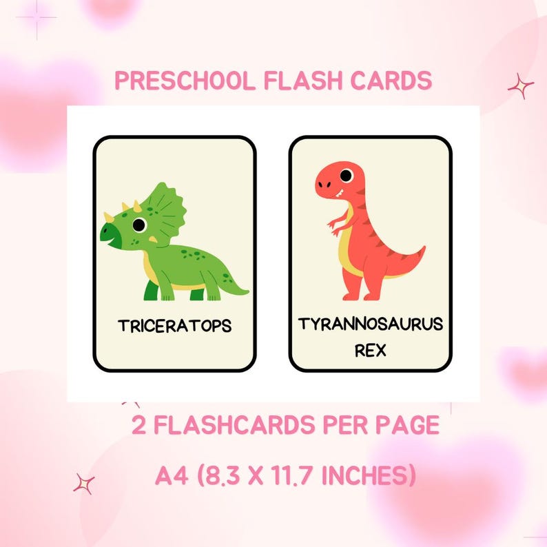 Dinosaur Flash Cards for Kids Toddler Learning Kids Learning Montessori ...
