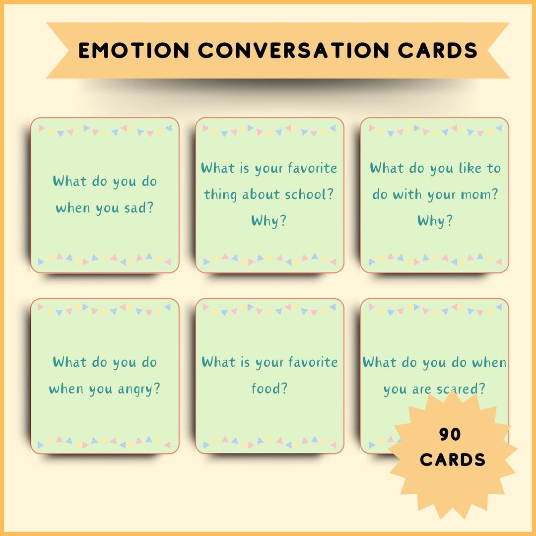 90 Emotion Conversation Cards for Kids, Boost Emotional Intelligence ...