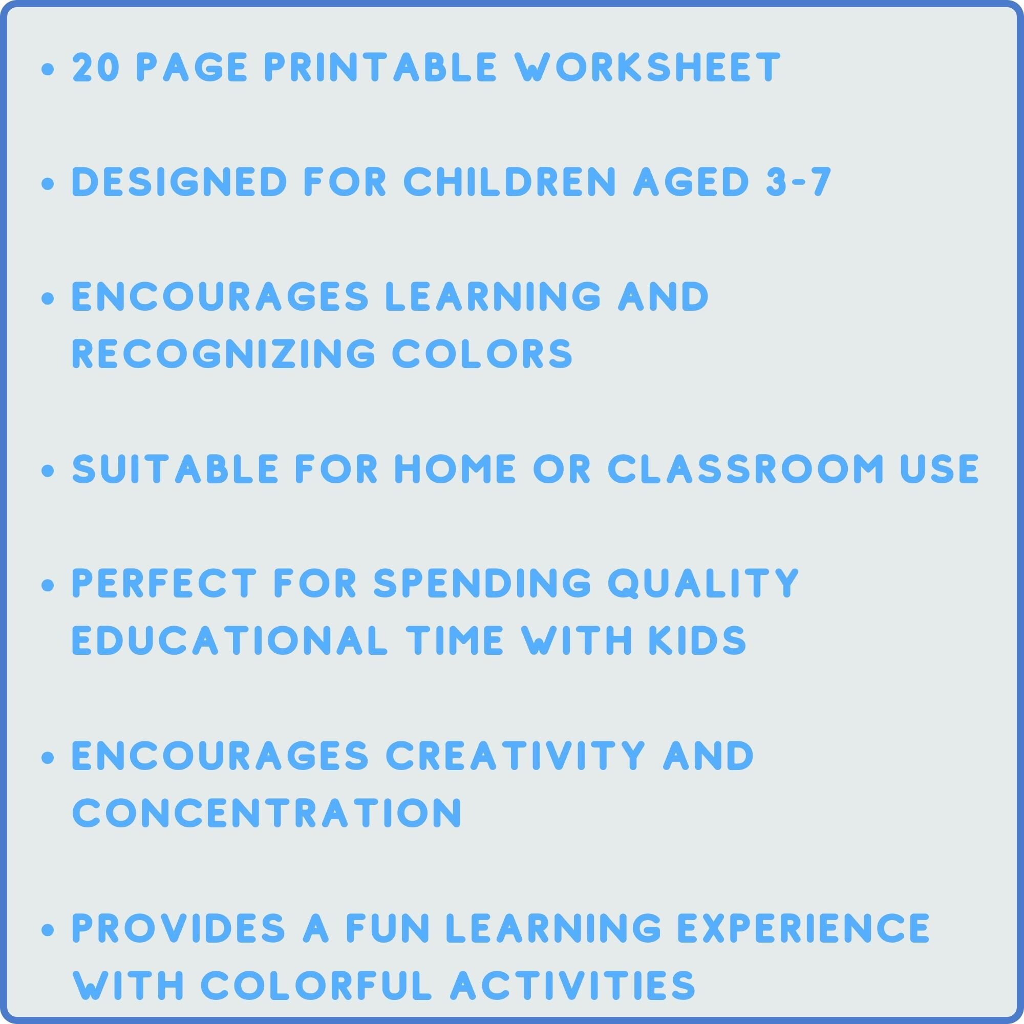 Preschool Color Activities, Montessori Worksheet, Printable Color ...