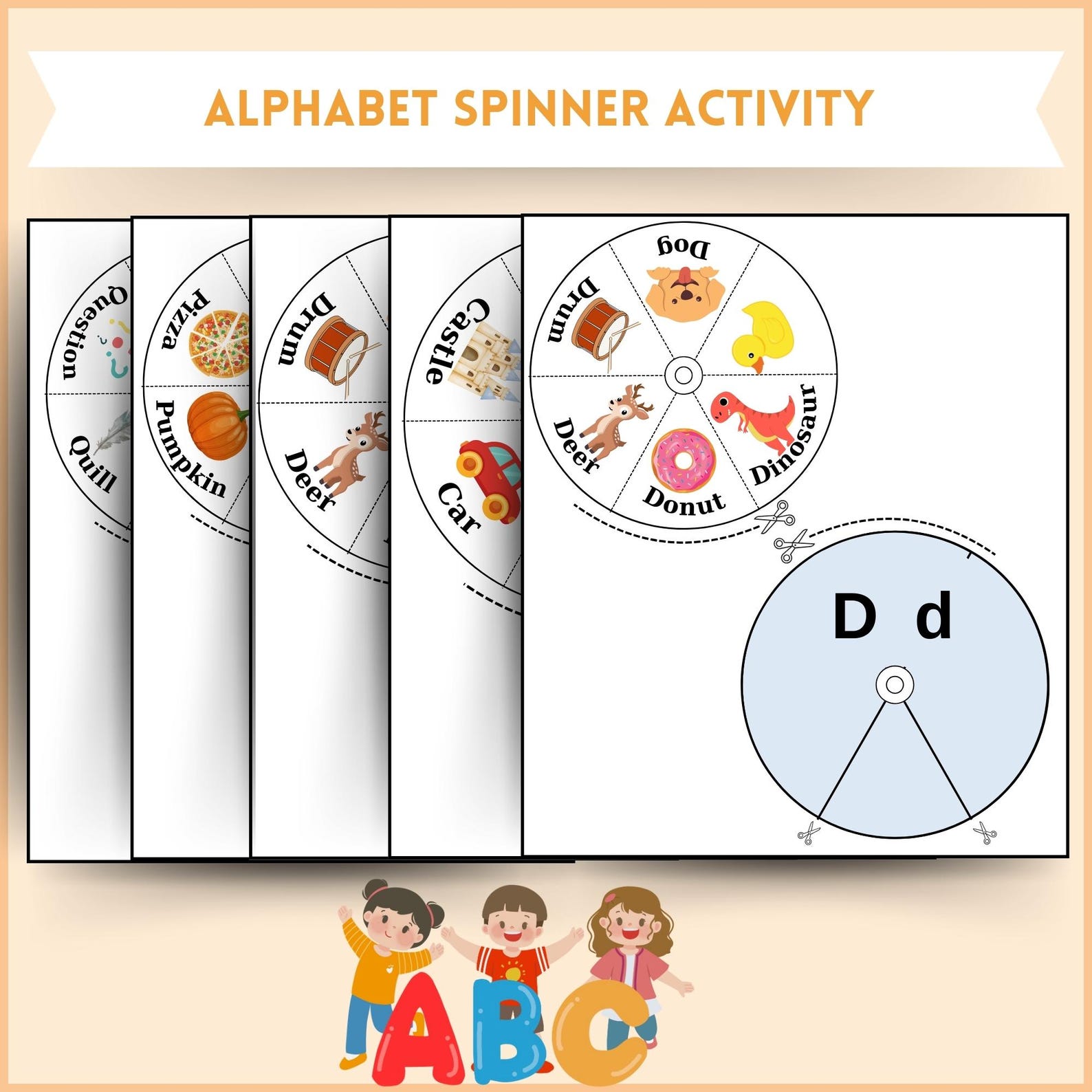Alphabet Spinner Activity for Kids, Letter Recognition Learning ...