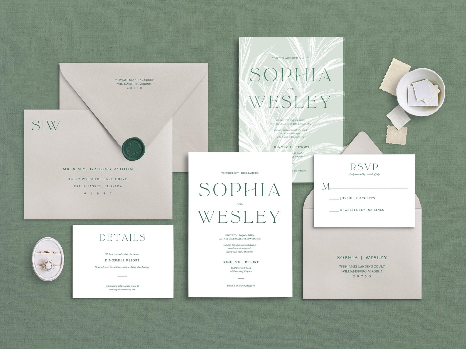 5-piece Wedding Invite Package, Editable Canva Template for Invitation ...