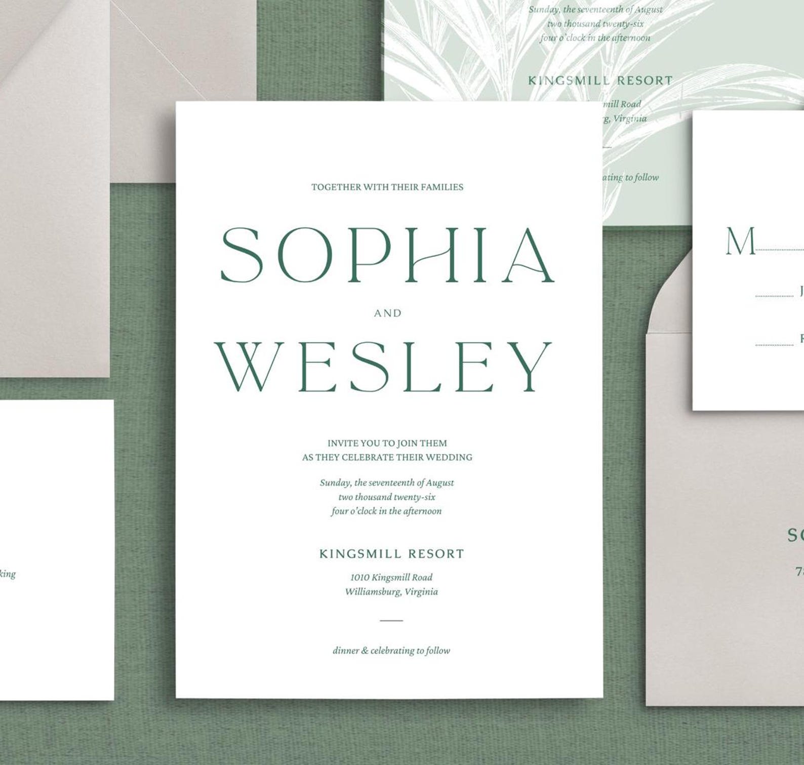 5-piece Wedding Invite Package, Editable Canva Template for Invitation ...