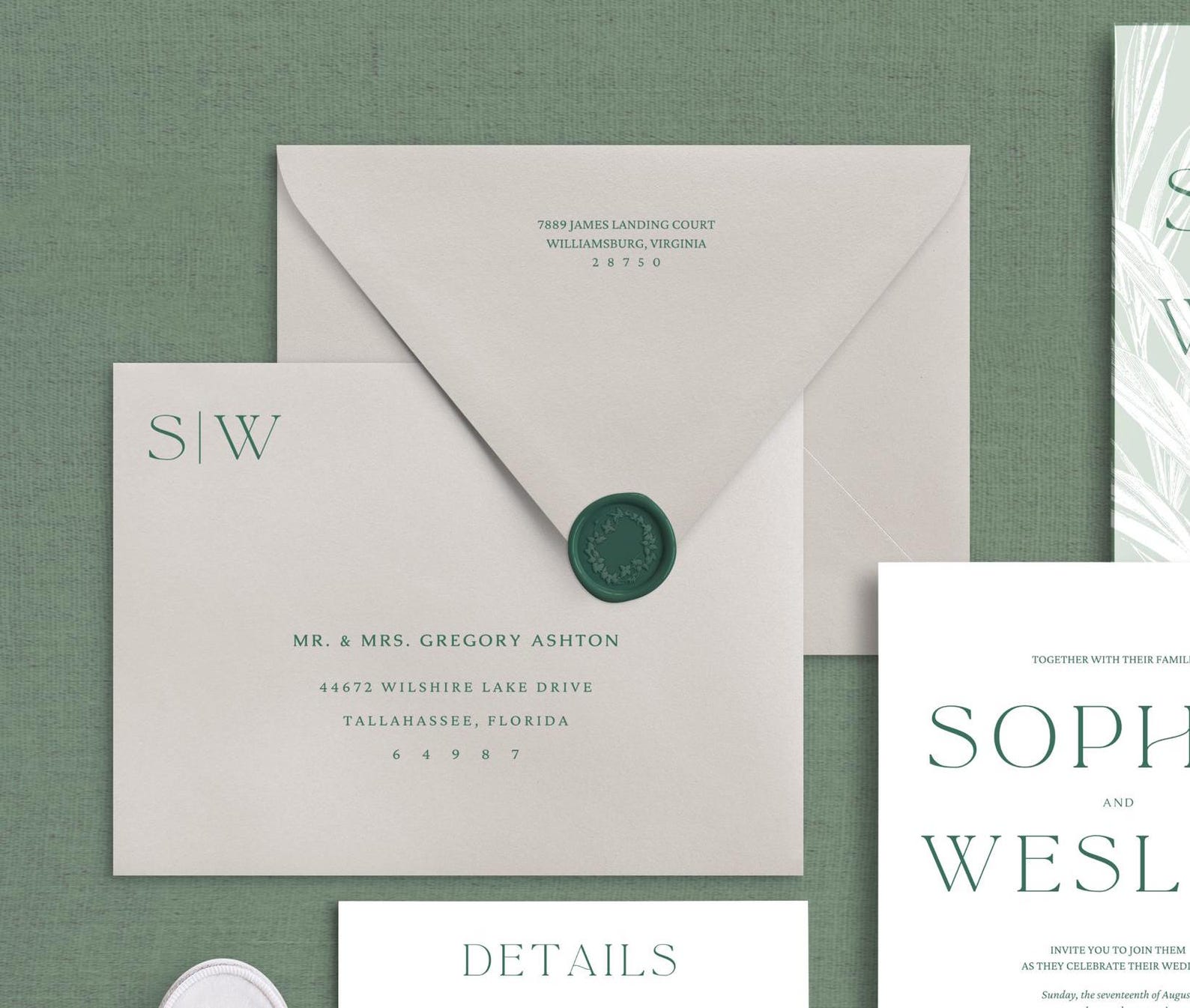 5-piece Wedding Invite Package, Editable Canva Template for Invitation ...