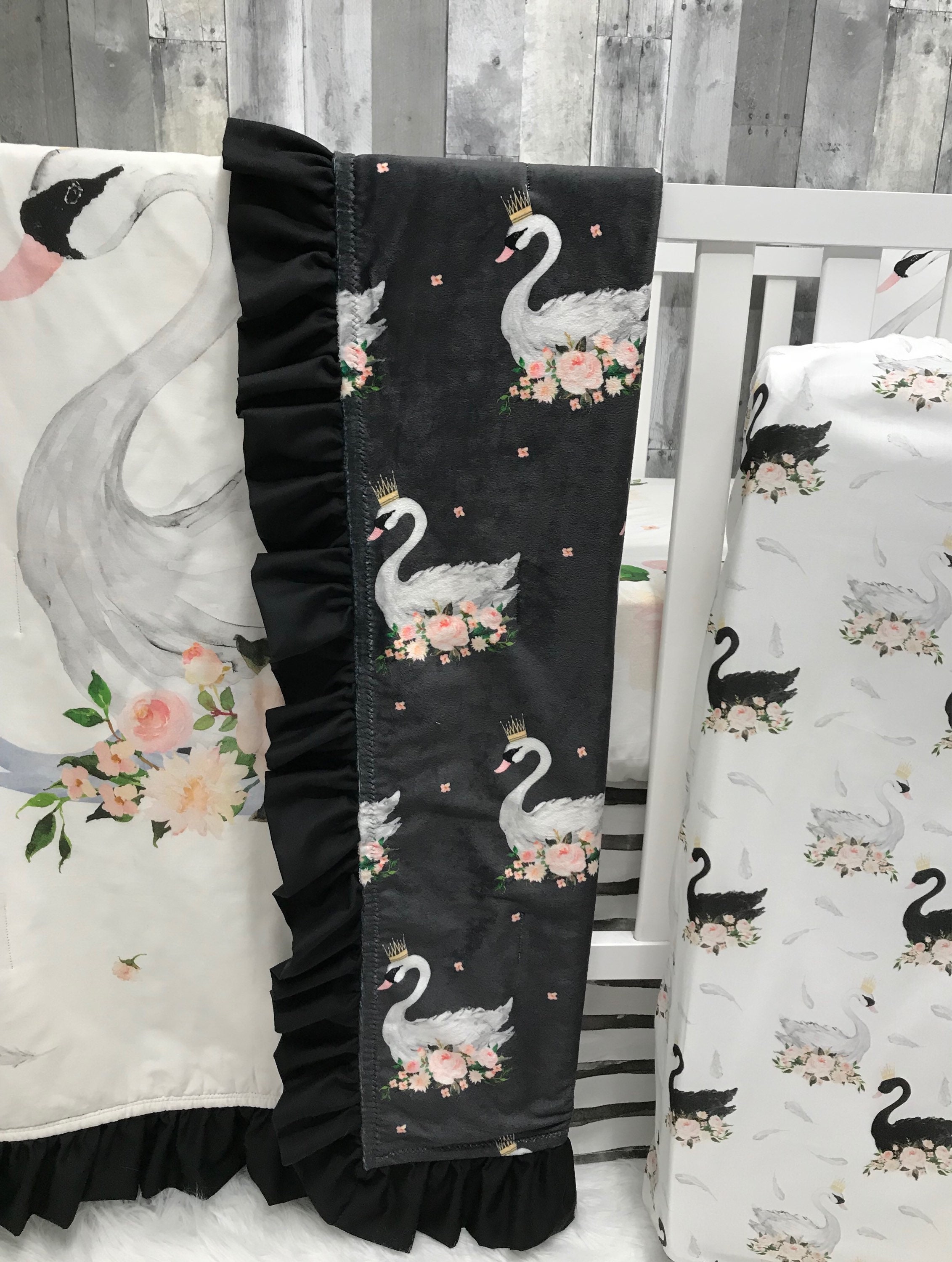 Custom Made Baby Bedding Swan Queen Swans Floral Swan | Etsy