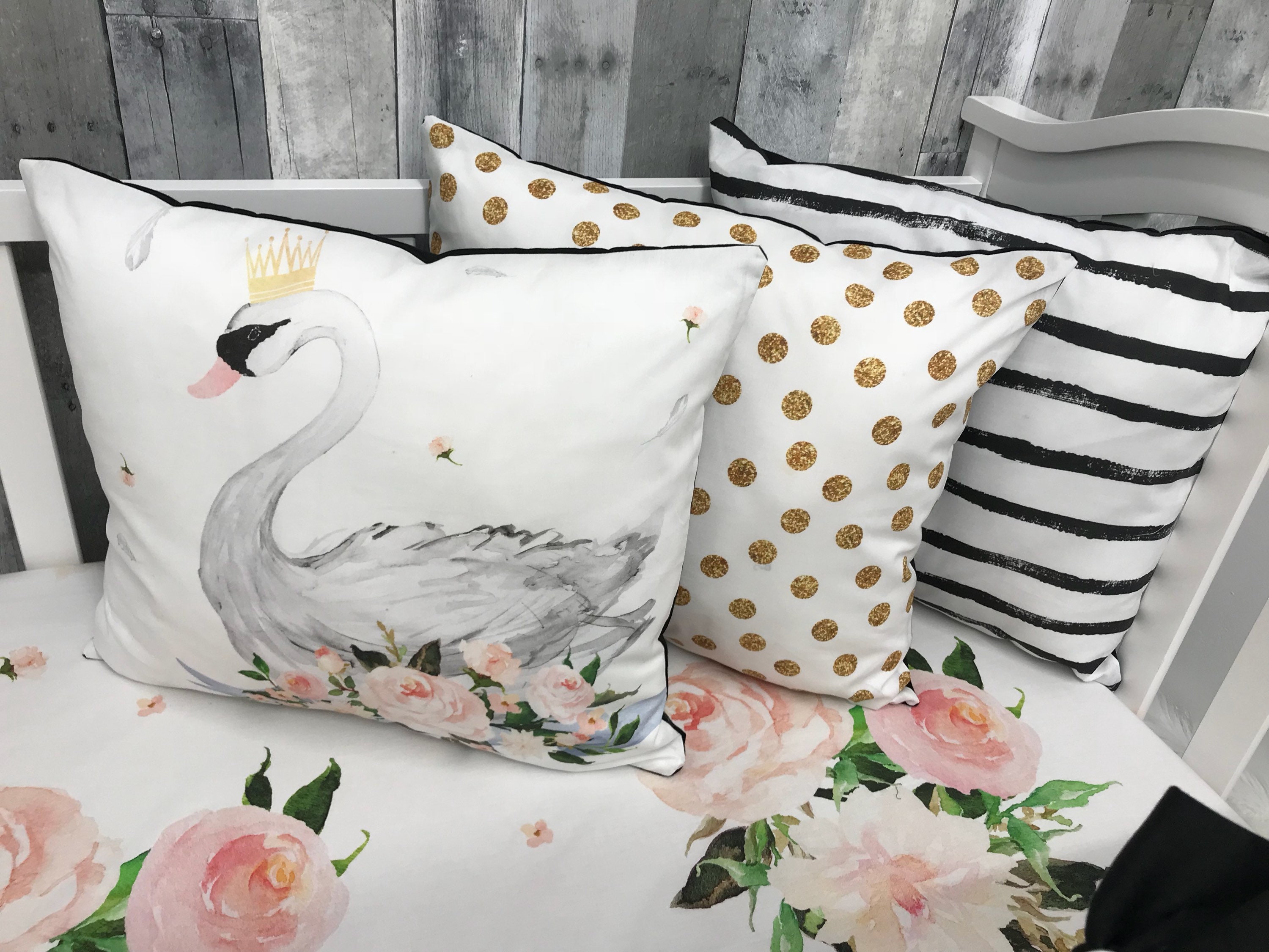 Custom Made Baby Bedding Swan Queen Swans Floral Swan | Etsy