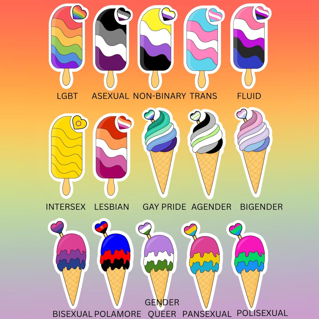 LGBTQIA PRIDE Ice Cream Stickers - Water and Fade Resistant - Etsy