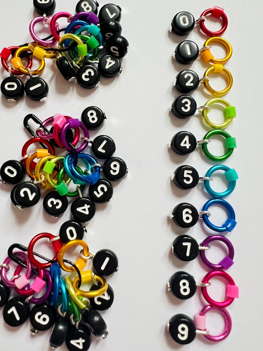 Number Stitch Markers for Knitting - RAINBOW NUMBERS Black Set - Etsy