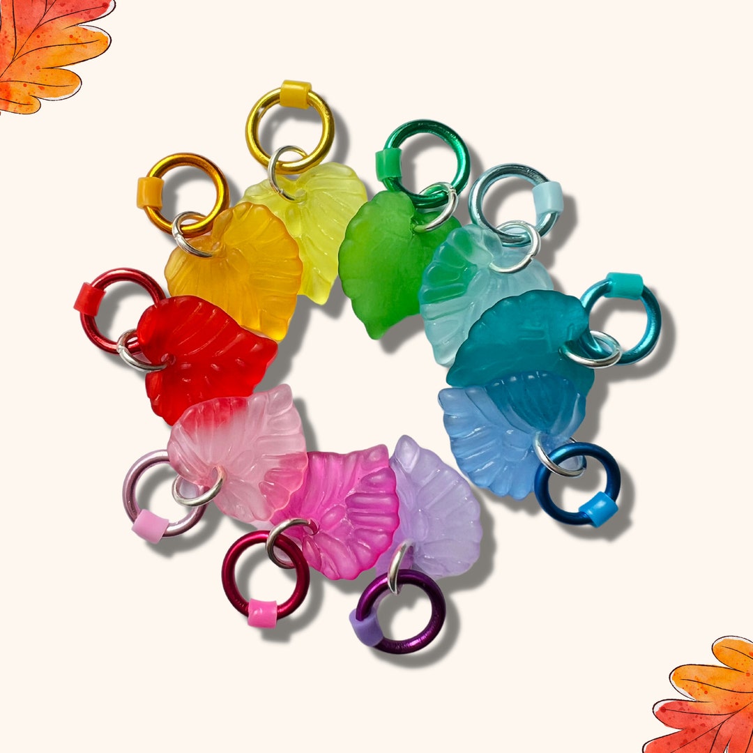 Leaf Stitch Markers for Fall, Rainbow Autumn Leaves - 3 Sizes - Etsy