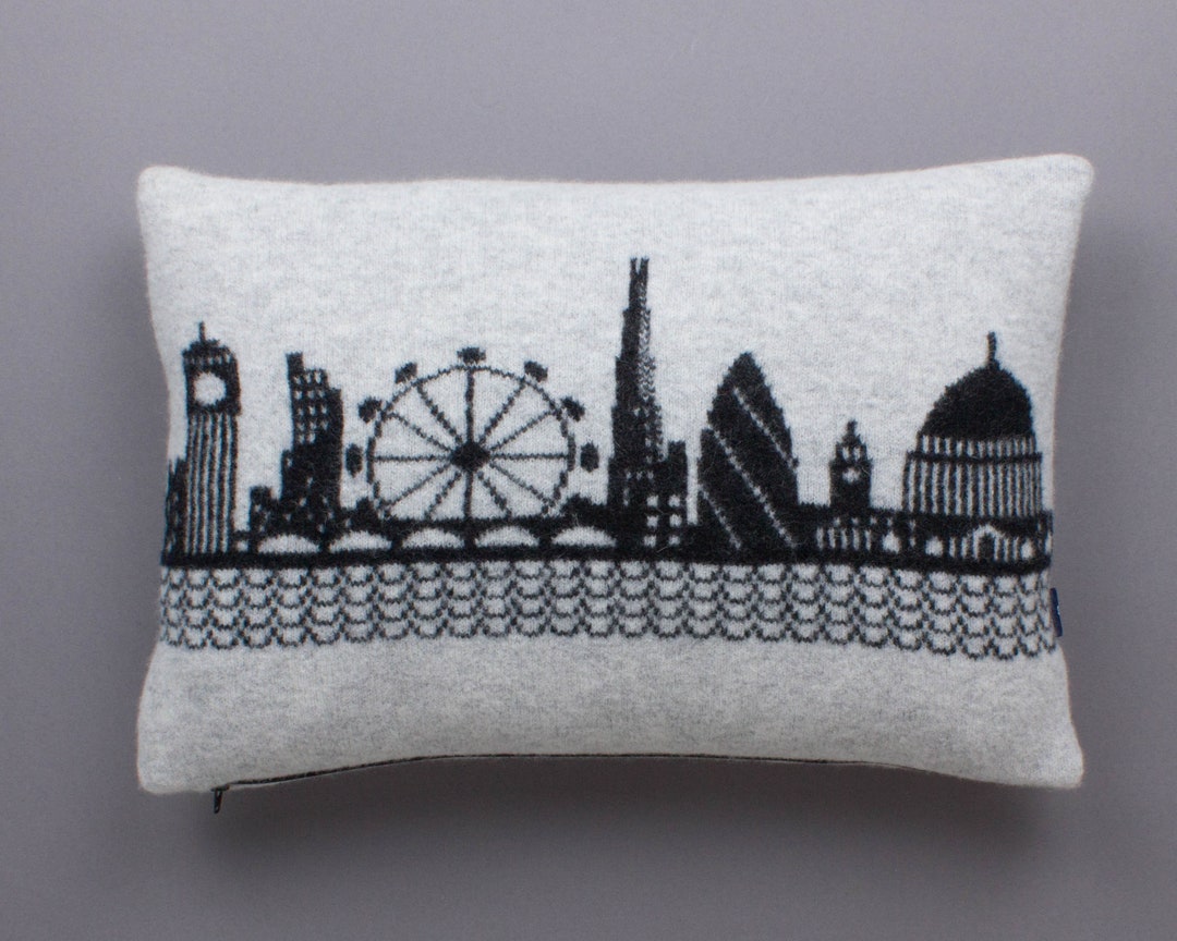London Skyline Cushion in Knitted Lambswool - Etsy