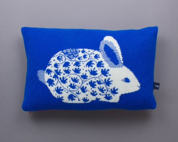 China Rabbit Cushion in Knitted Lambswool | Etsy