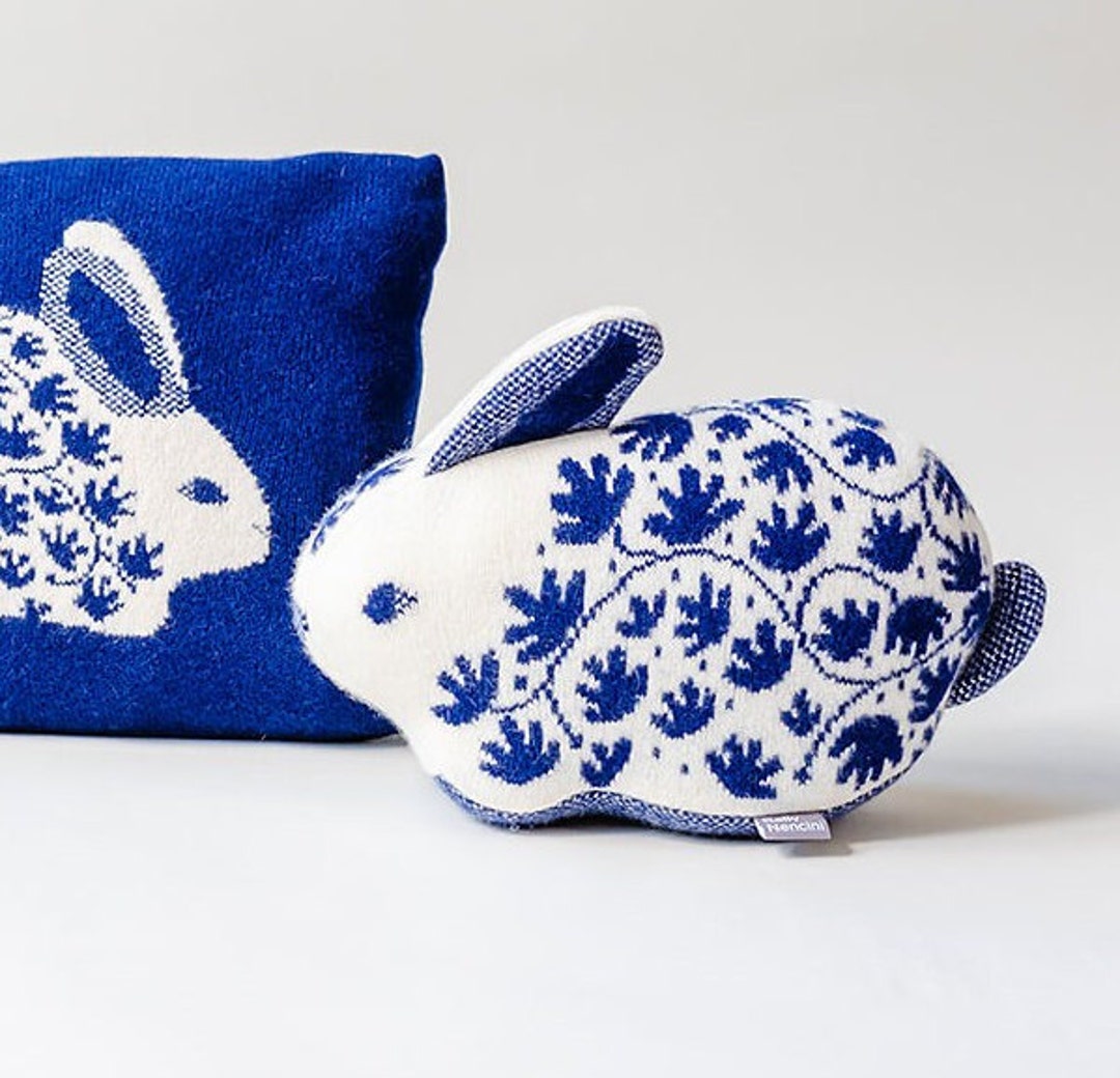 Blue China Rabbit in Knitted Lambswool - Etsy