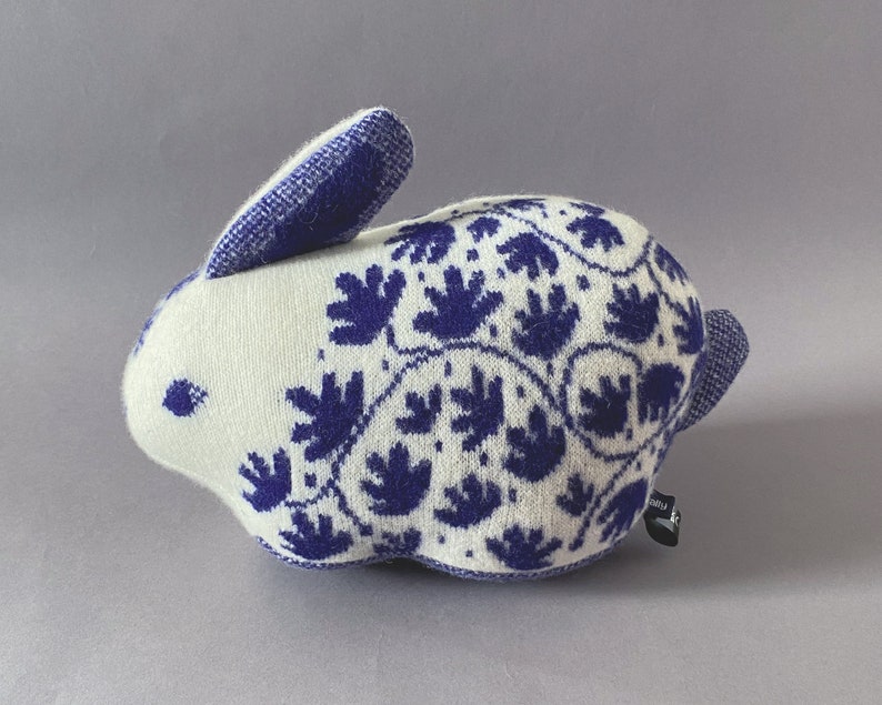 Blue China Rabbit in Knitted Lambswool - Etsy