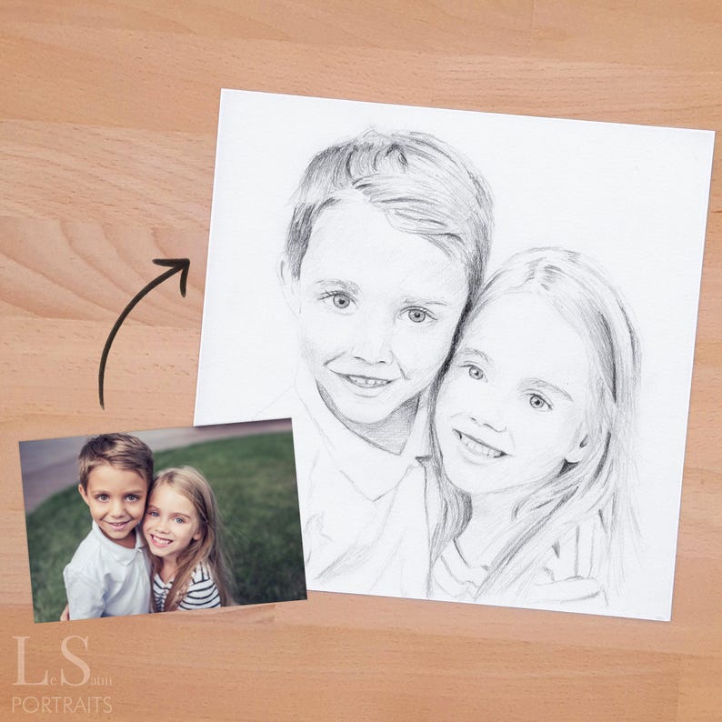 Portrait Hachuré au Graphite, PORTRAIT PERSONNALISE 100% Fait Main ...