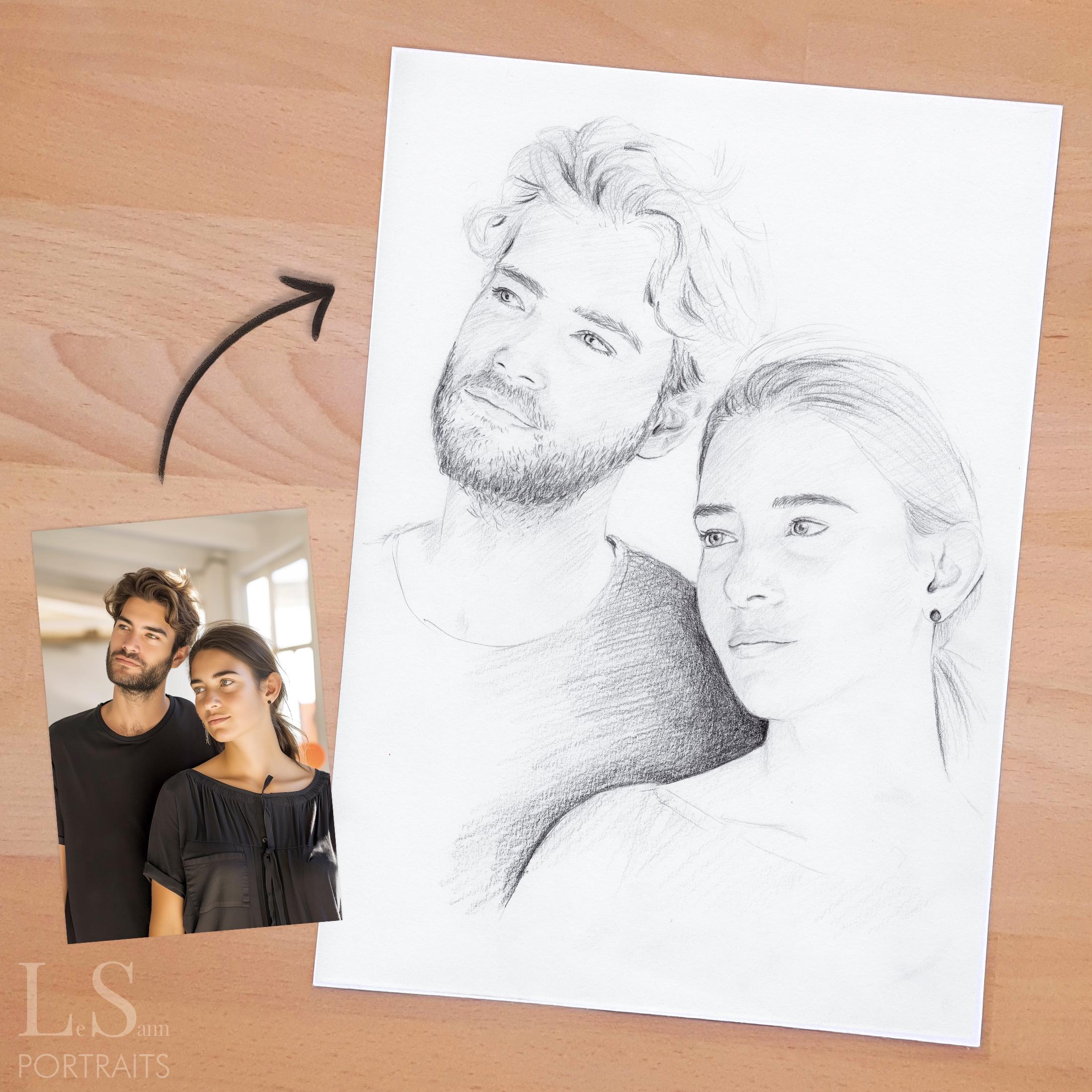 Portrait Hachuré au Graphite, PORTRAIT PERSONNALISE 100% Fait Main ...