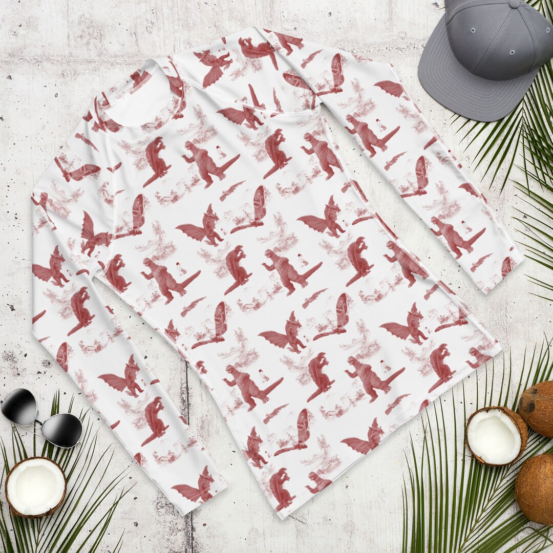Godzilla Rash Guard Shirt, Red, Mothra, King Ghidorah, and Gamera Long ...